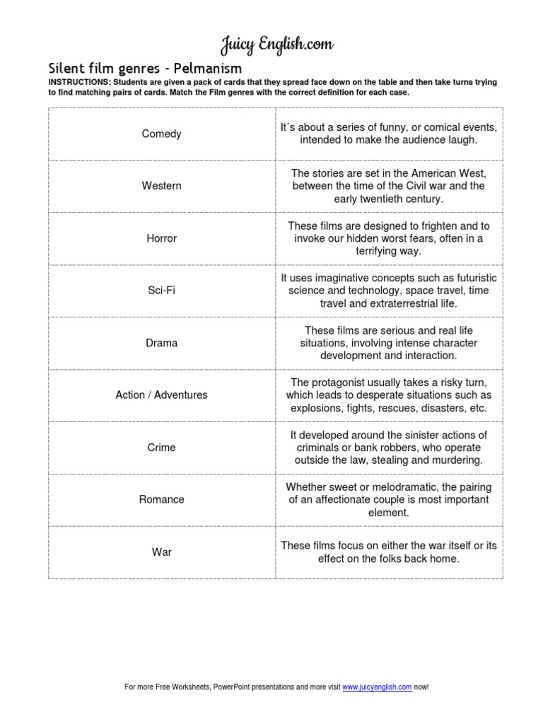 01 g11 Silent Film Genres - Pelmanism | PDF