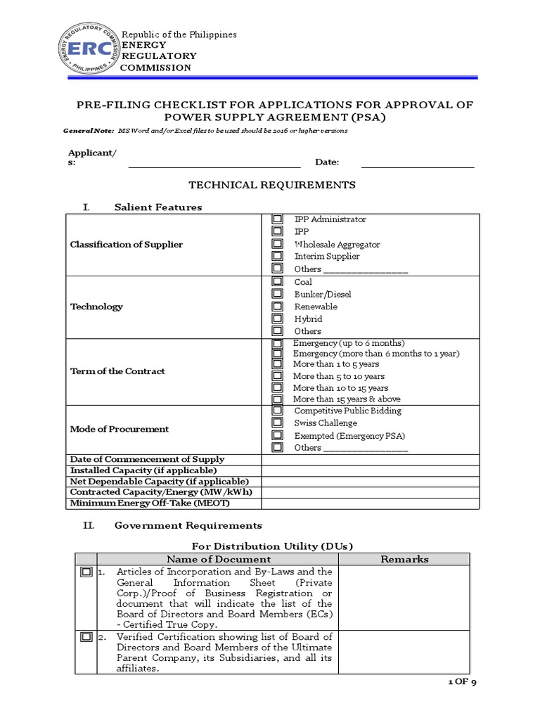 PSA+Pre-filing+Checklist Revised 2022 | Download Free PDF | Loans ...