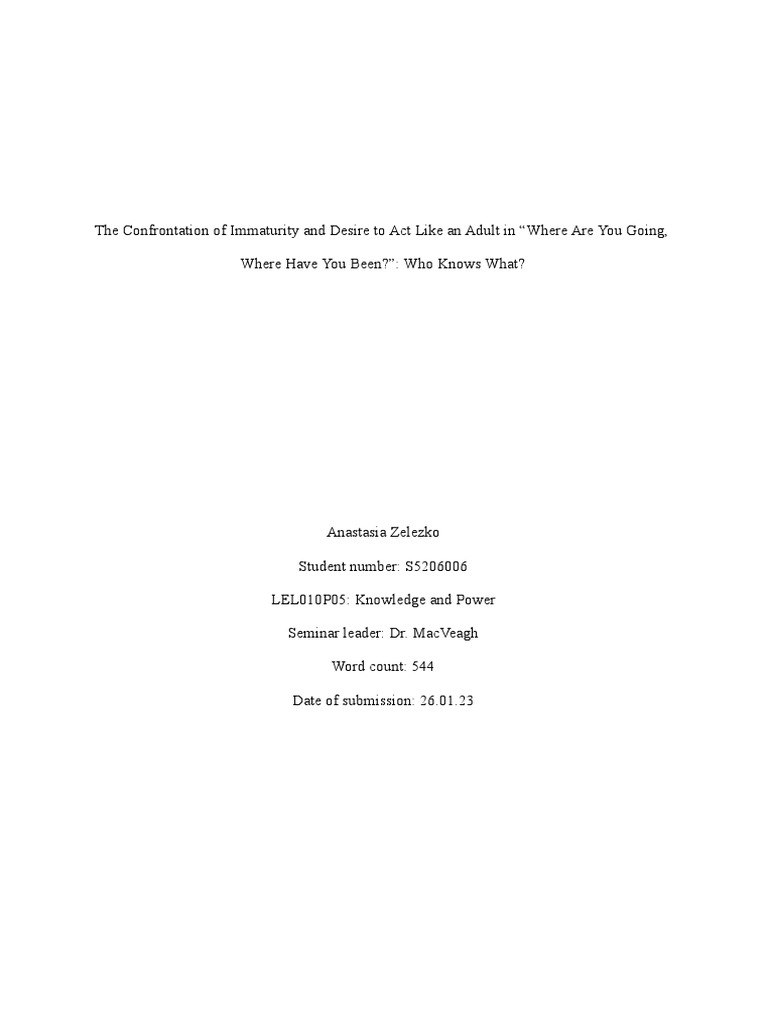 Immaturity and Desire in Oates' Story | PDF | Narration