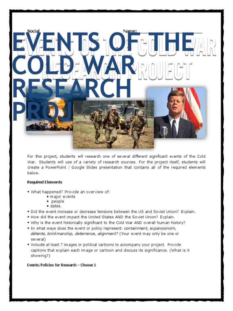 Events of The Cold War Research Project: Social Studies Name | PDF ...