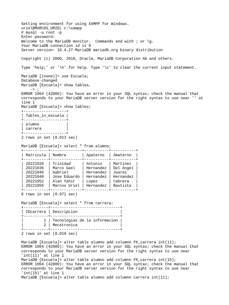 Base de Datos Carreras | PDF | My Sql | Computing