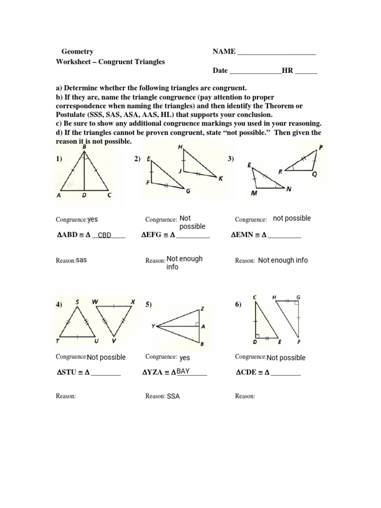 Congruent Triangles Practice | PDF
