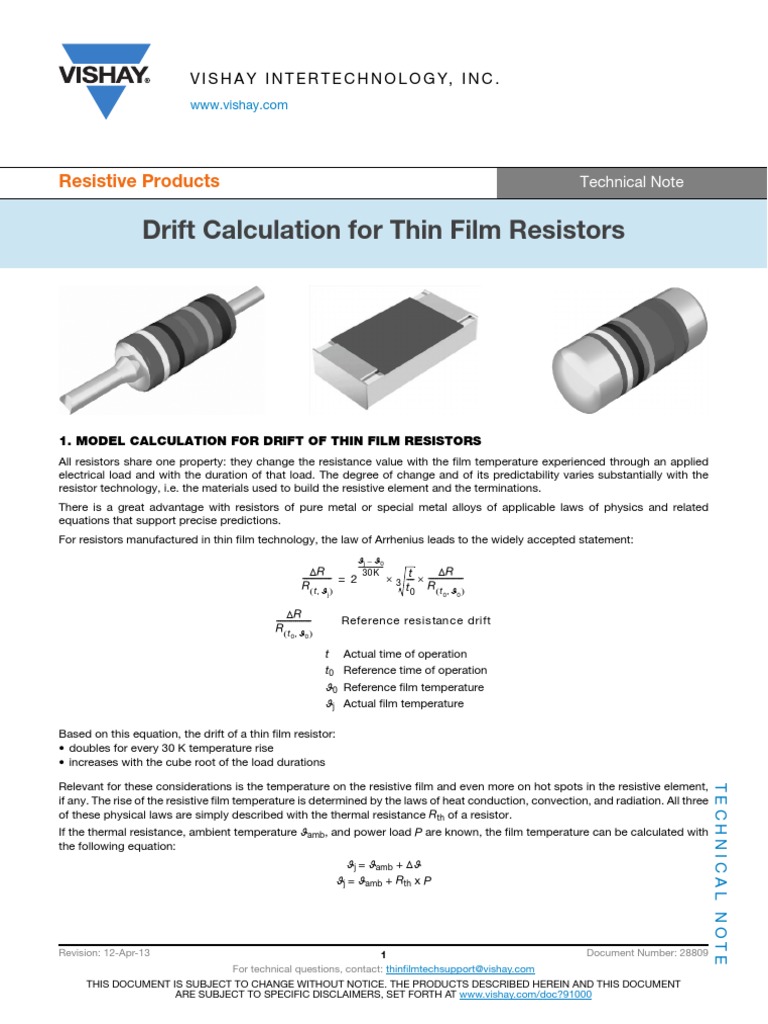 Calculating Drift in Thin Film Resistors: A Guide to Understanding ... Calculating Drift in Thin Film Resistors: A Guide to Understanding ...