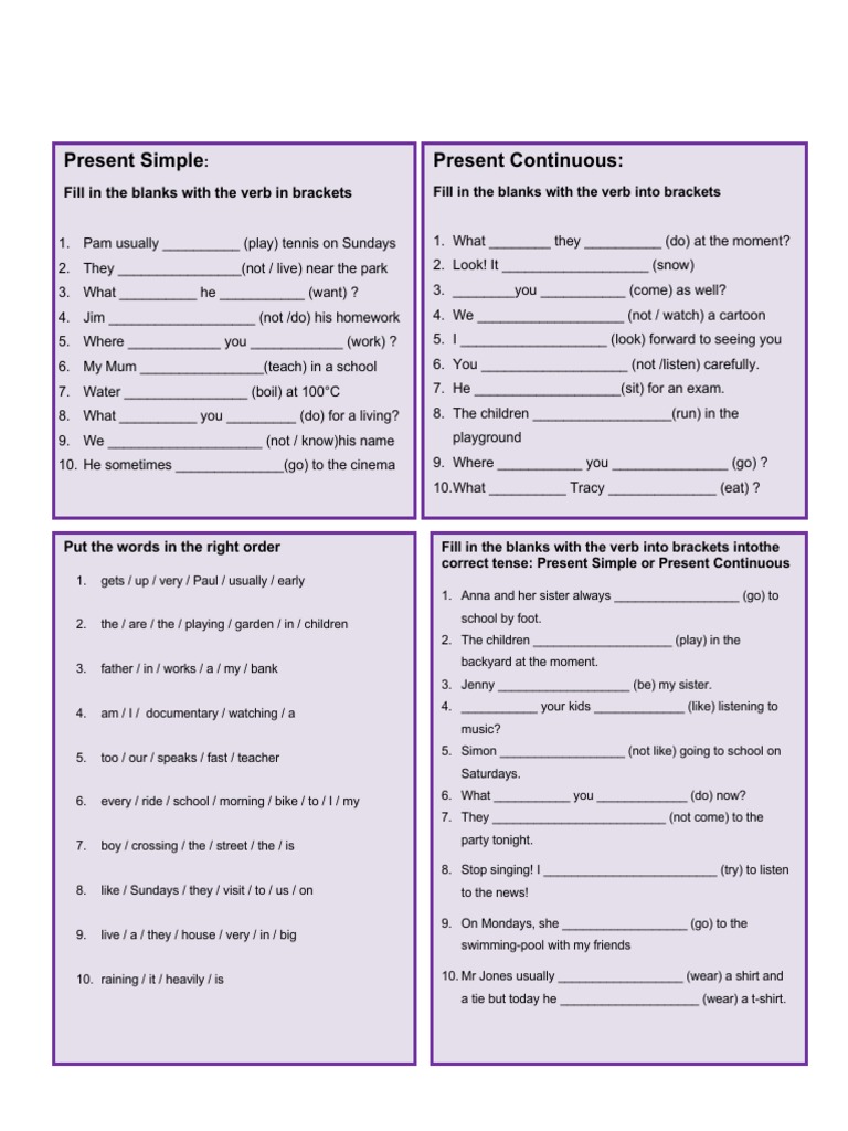 Present Simple, Present Continuous | PDF