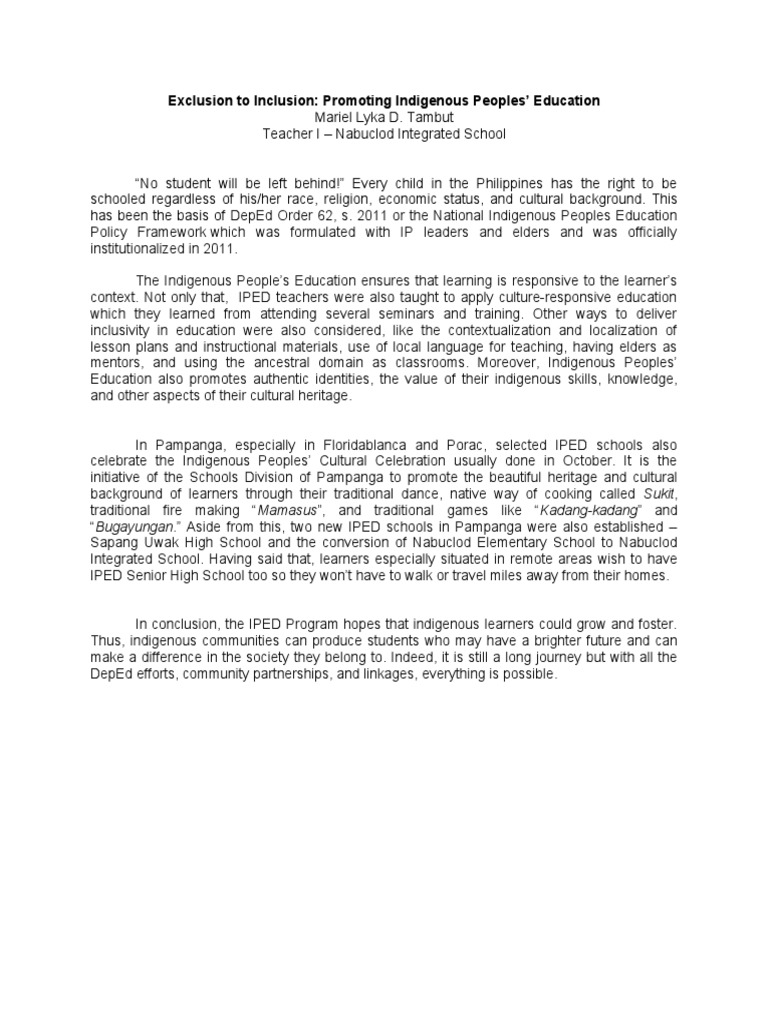 Exclusion To Inclusion | PDF