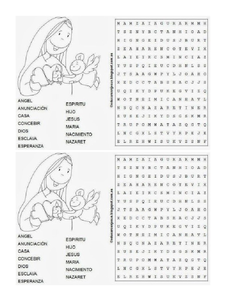 Sopa de Letras Nacimiento Jesus | PDF