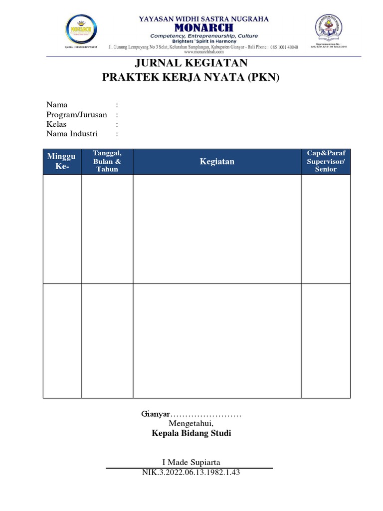 Jurnal Kegiatan HK - Fo | PDF