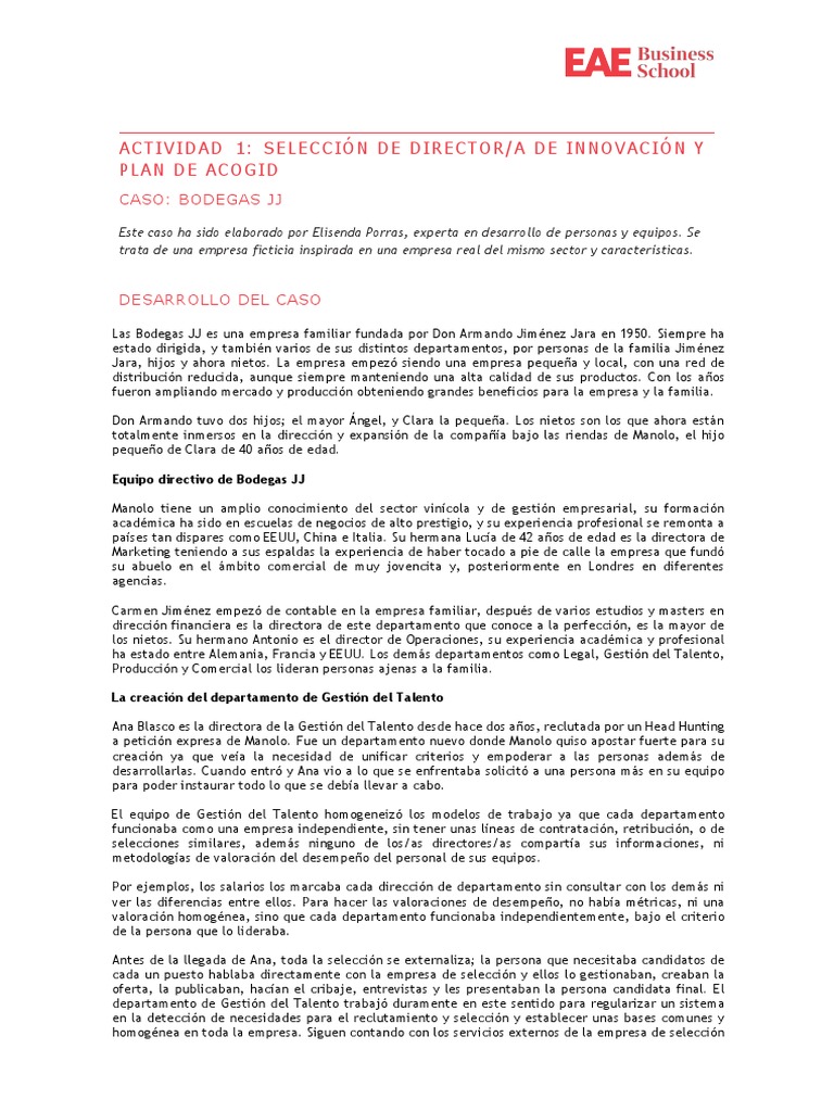 MDRH - M2 - 2211 - Caso Descargable - Actividad 1 - Bodegas JJ | PDF ...