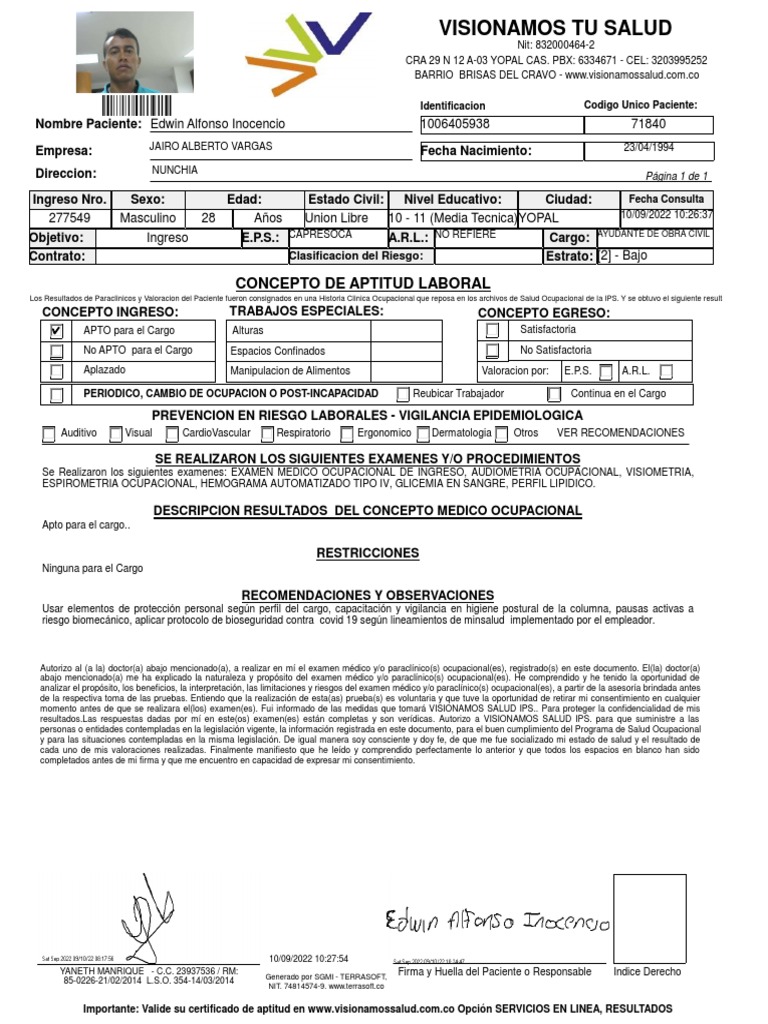 Concepto Aptitud Laboral-321098 | PDF