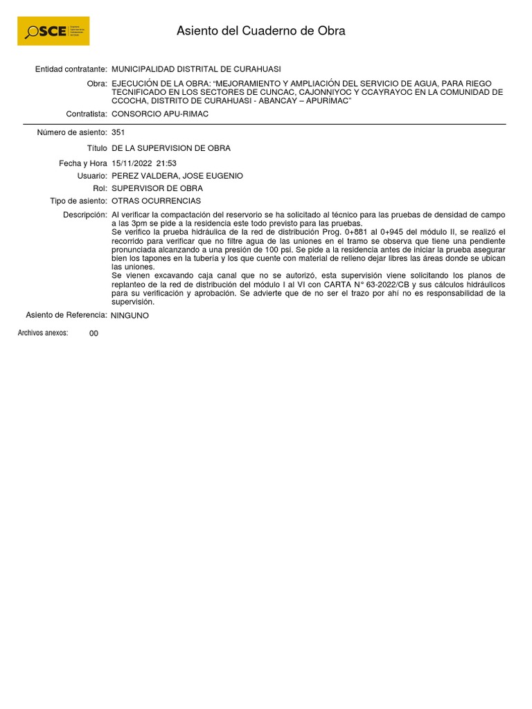 Asiento Del Cuaderno de Obra | PDF