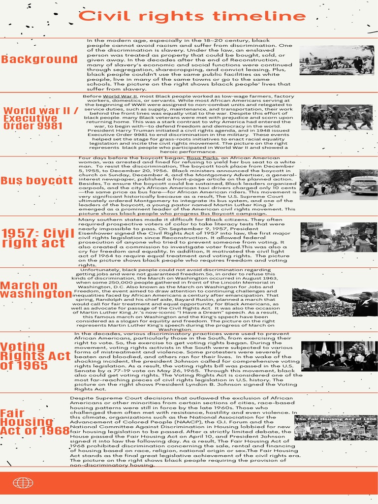 Civil Rights Movement Milestones | PDF | March On Washington For Jobs ...