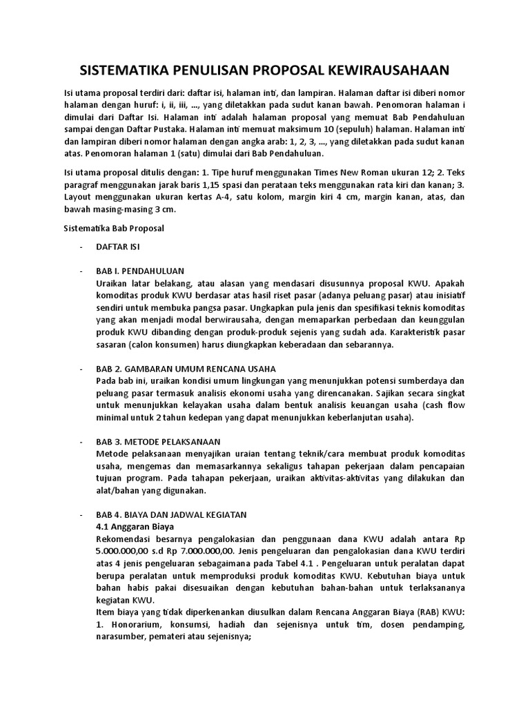 Pedoman Penulisan Proposal Dan Laporan KWU | PDF