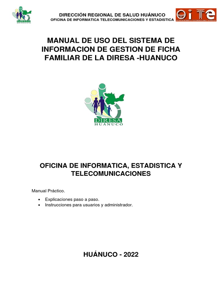 Manual de Uso Del Sistema de Informacion Ficha Familiar V2.0 Diresa Hco PDF | PDF | Usuario ...