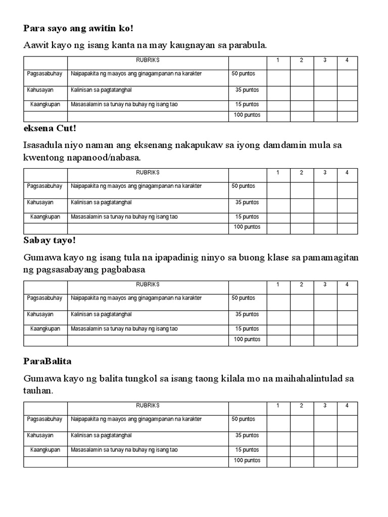 Parabula NG Banga Activity | PDF