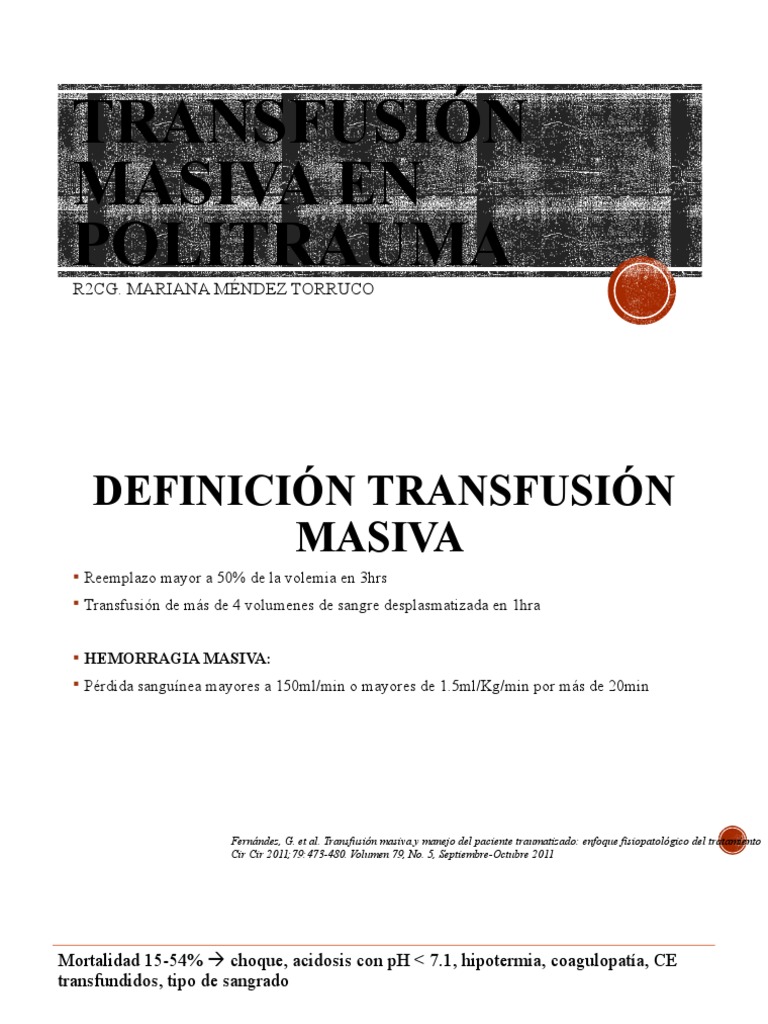 TRANSFUSION MASIVA POLITRAUMA (Autoguardado) | PDF | Coagulación | Plaqueta