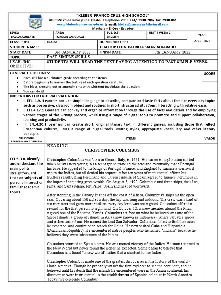 Homework Unit 4 Week 2 2021 Romina | PDF | Christopher Columbus ...
