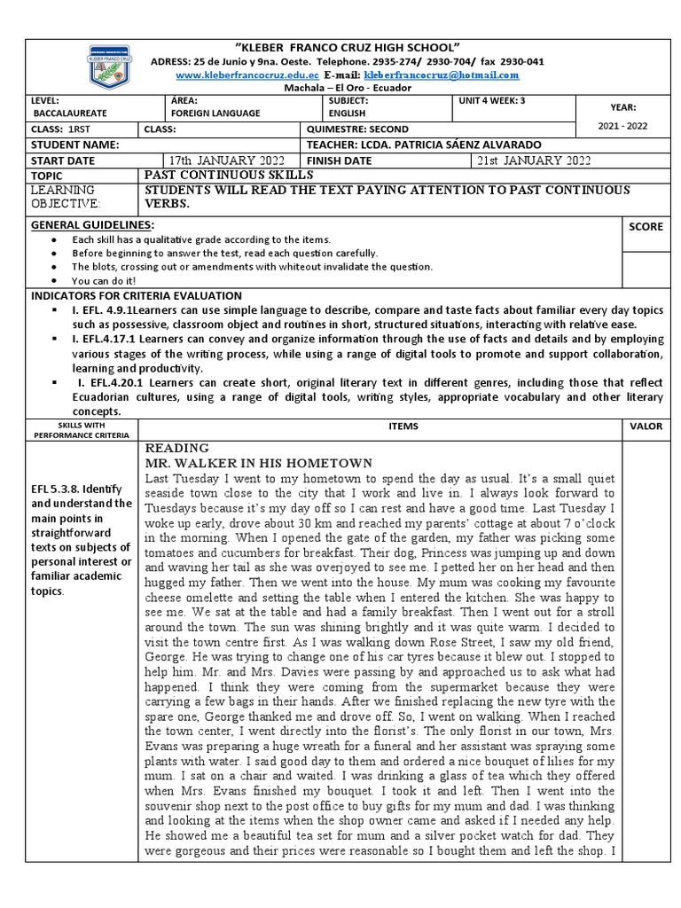 Homework Unit 4 Week 3 2021 | PDF | English As A Second Or Foreign ...