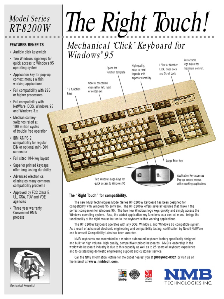 NMB RT 8200w | PDF | Computer Keyboard | Computing