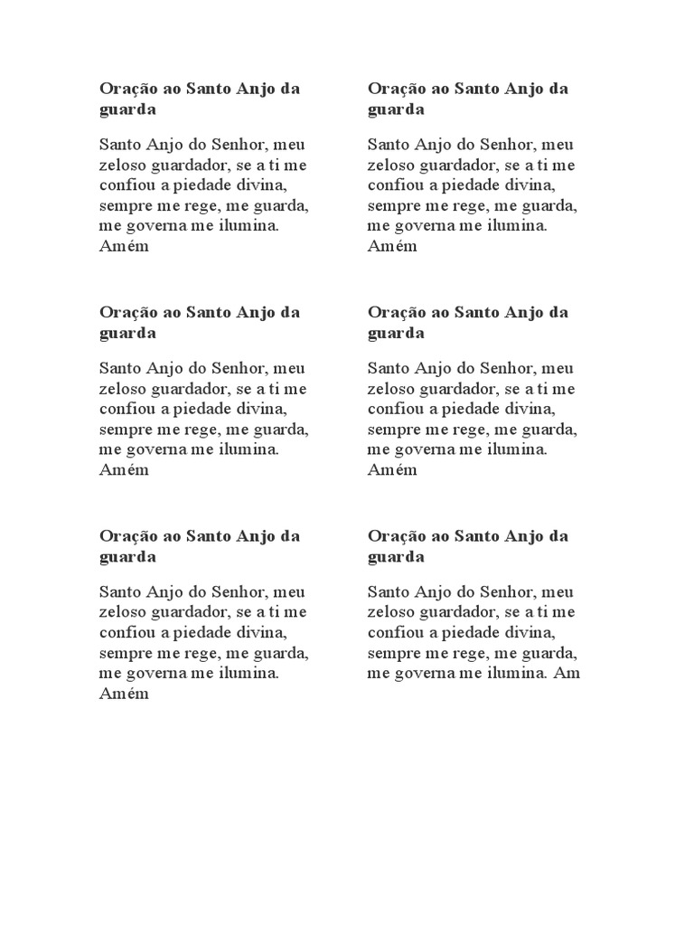 Oração Ao Santo Anjo Da Guarda | PDF