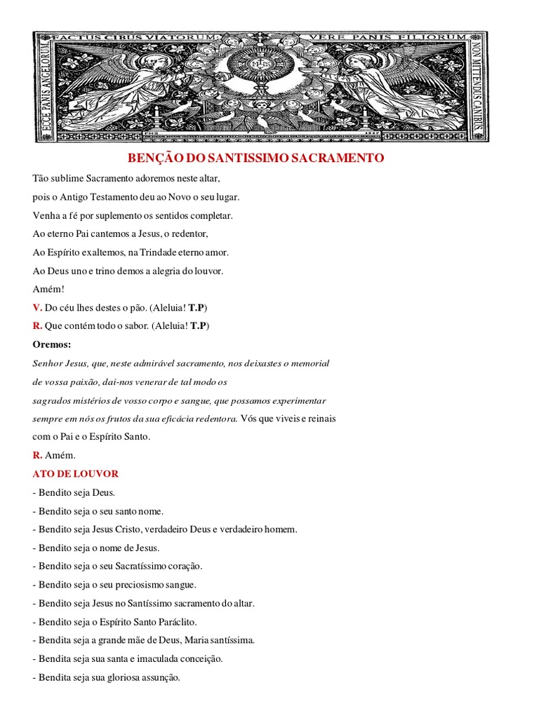 Benção Do Santissimo Sacramento Pdf