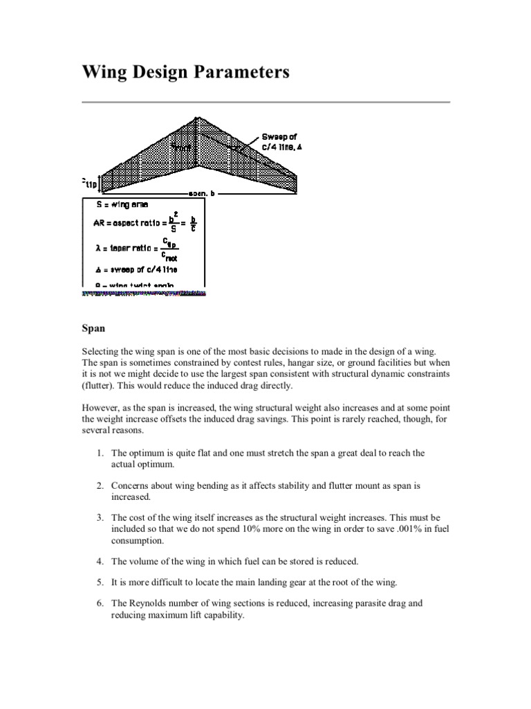 Wing Design Parameters | PDF | Drag (Physics) | Lift (Force)