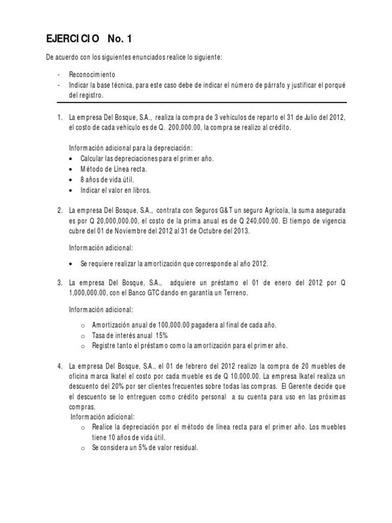 Ejercicio 01. | PDF | Depreciación | Economias