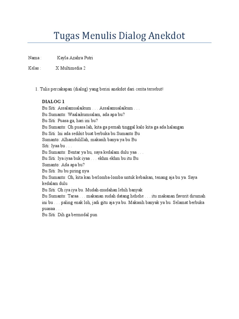 Dialog Anekdot | PDF | Pengembangan Diri