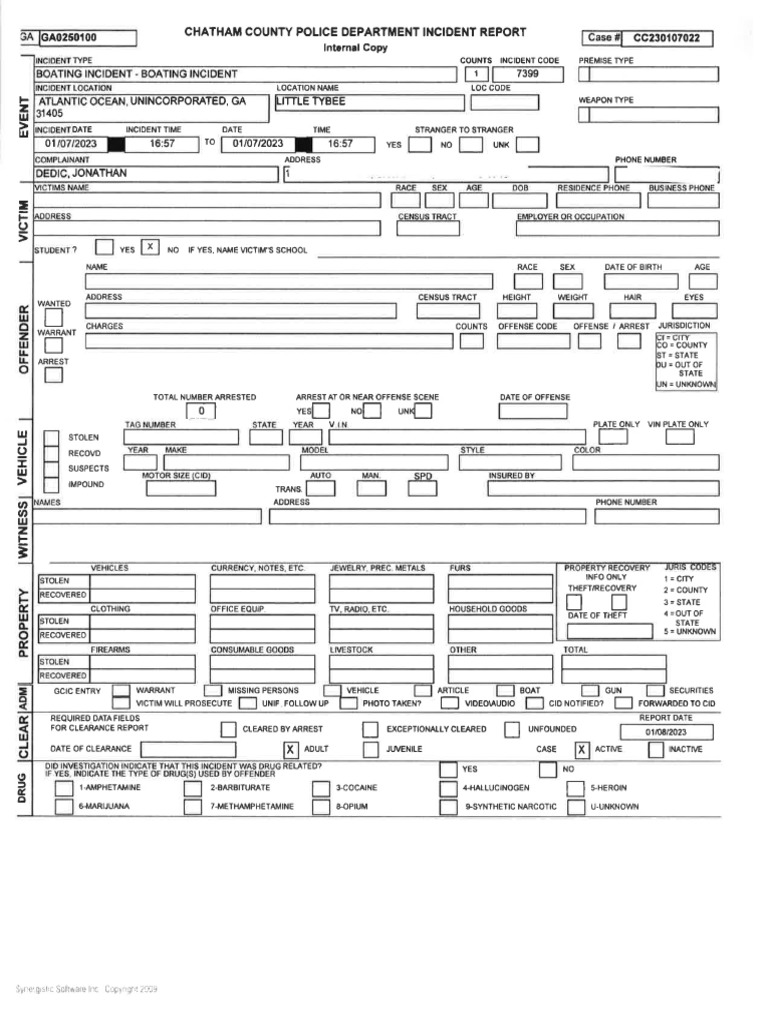 Little Tybee Police Incident Report | PDF Little Tybee Police Incident Report | PDF