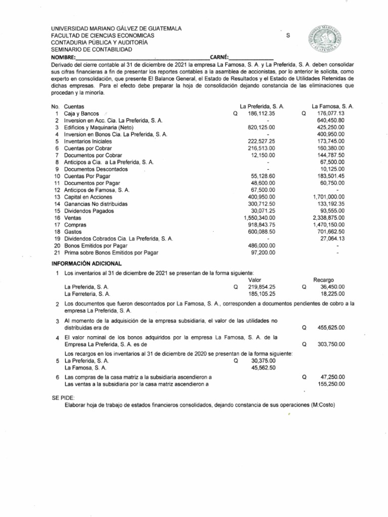 Consolidación Eeff-1 | PDF | Contabilidad | Estado de resultados