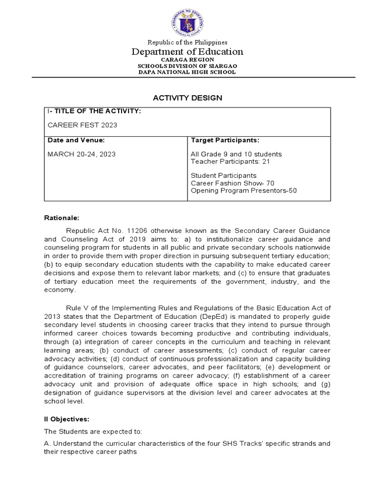 Activity Proposal Career Guidance | PDF