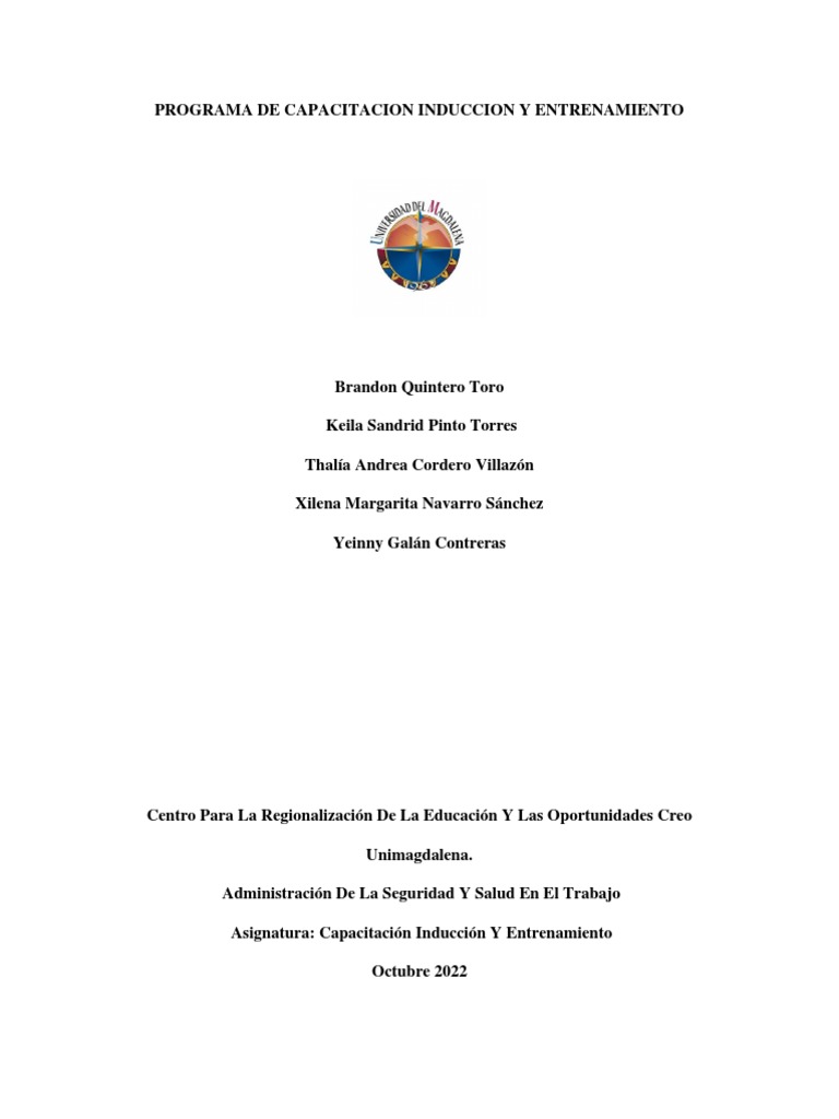 Programa de Capacitacion Induccion y Entrenamiento | PDF