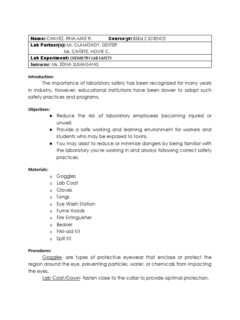 Chemistry Lab Safety Guidelines | PDF | Laboratories | Safety