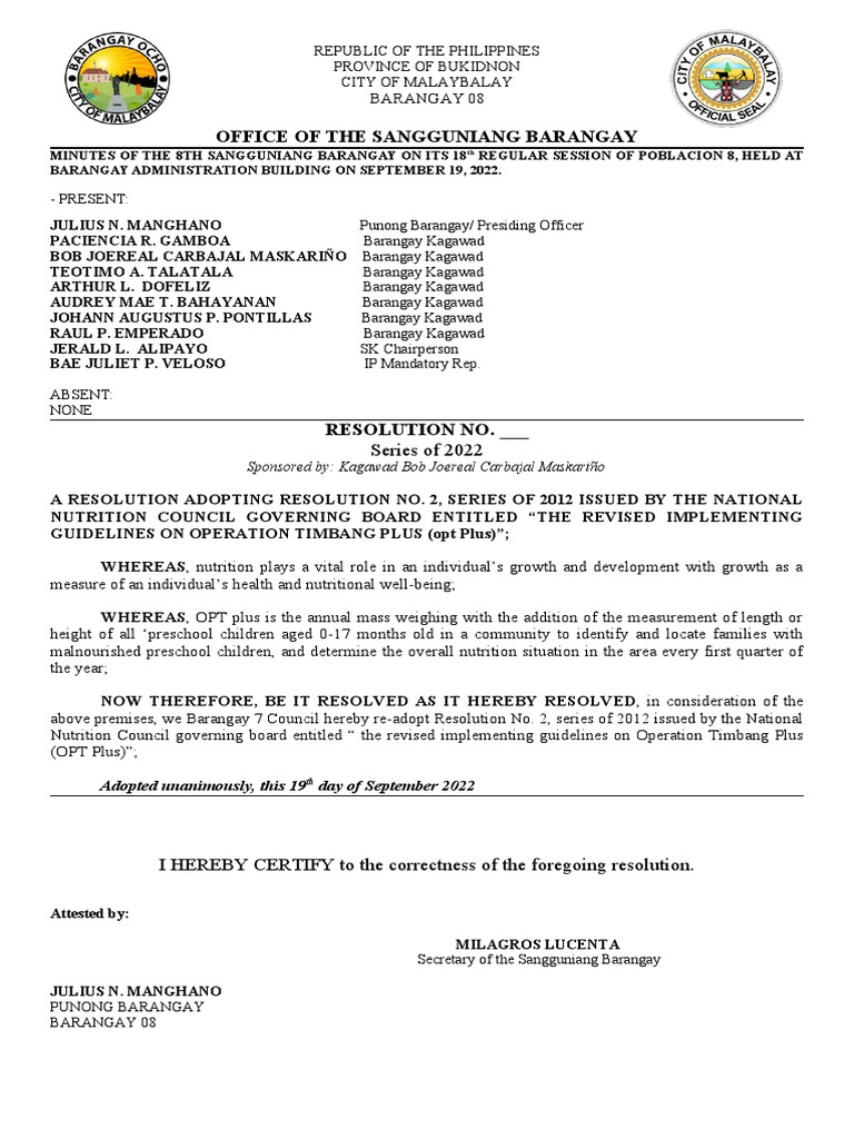 The Revised Implementing Guidelines On Operation Timbang Plus | PDF