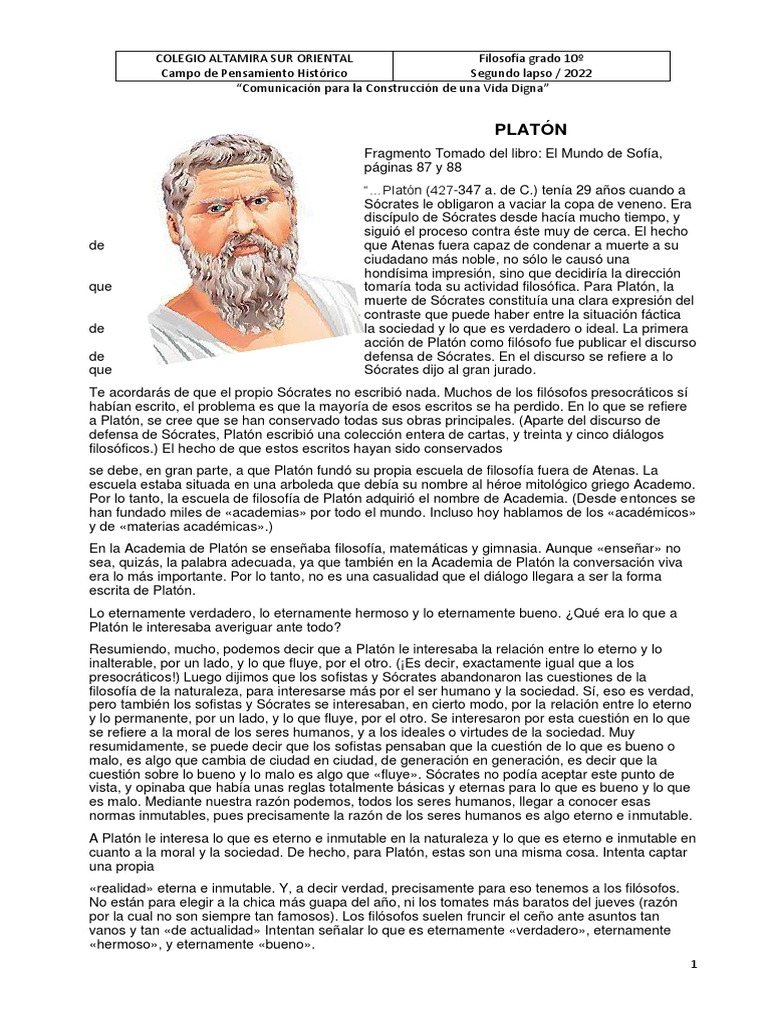 Filosofía de Platón para Estudiantes | PDF | Platón | Sócrates