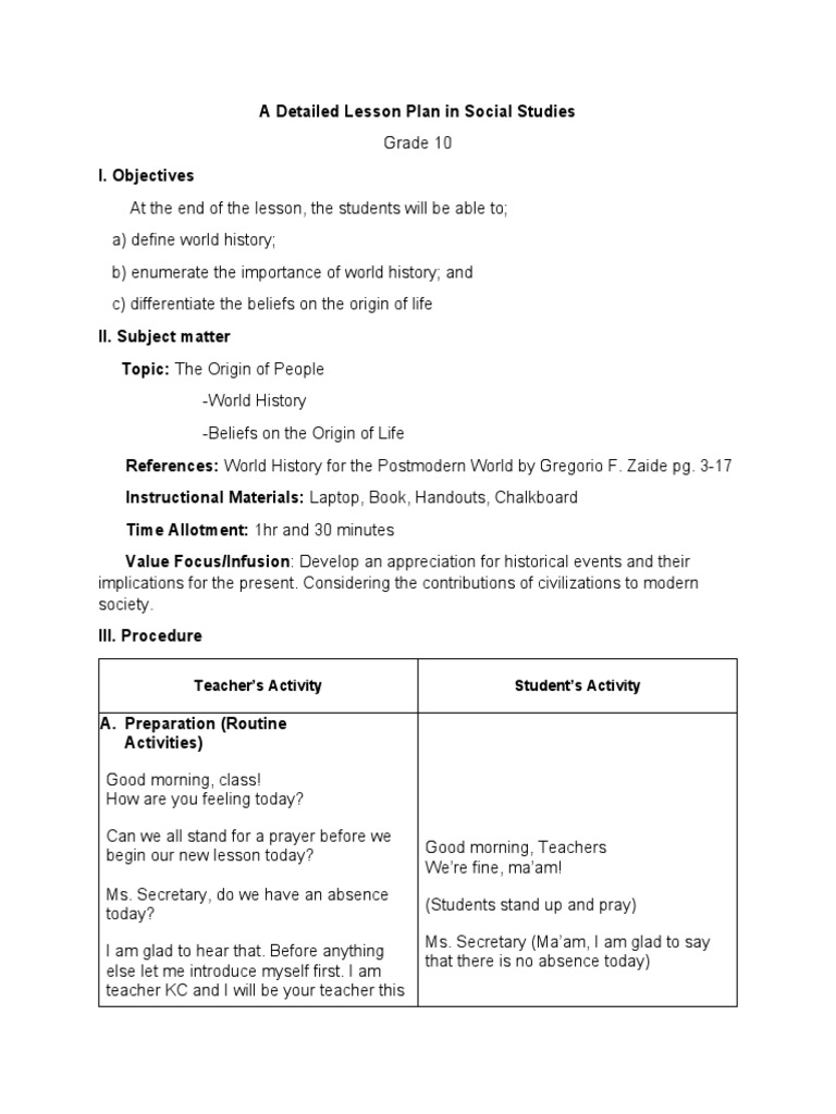 KC B. Tongon - Lesson Plan | Download Free PDF | Historian | Teachers