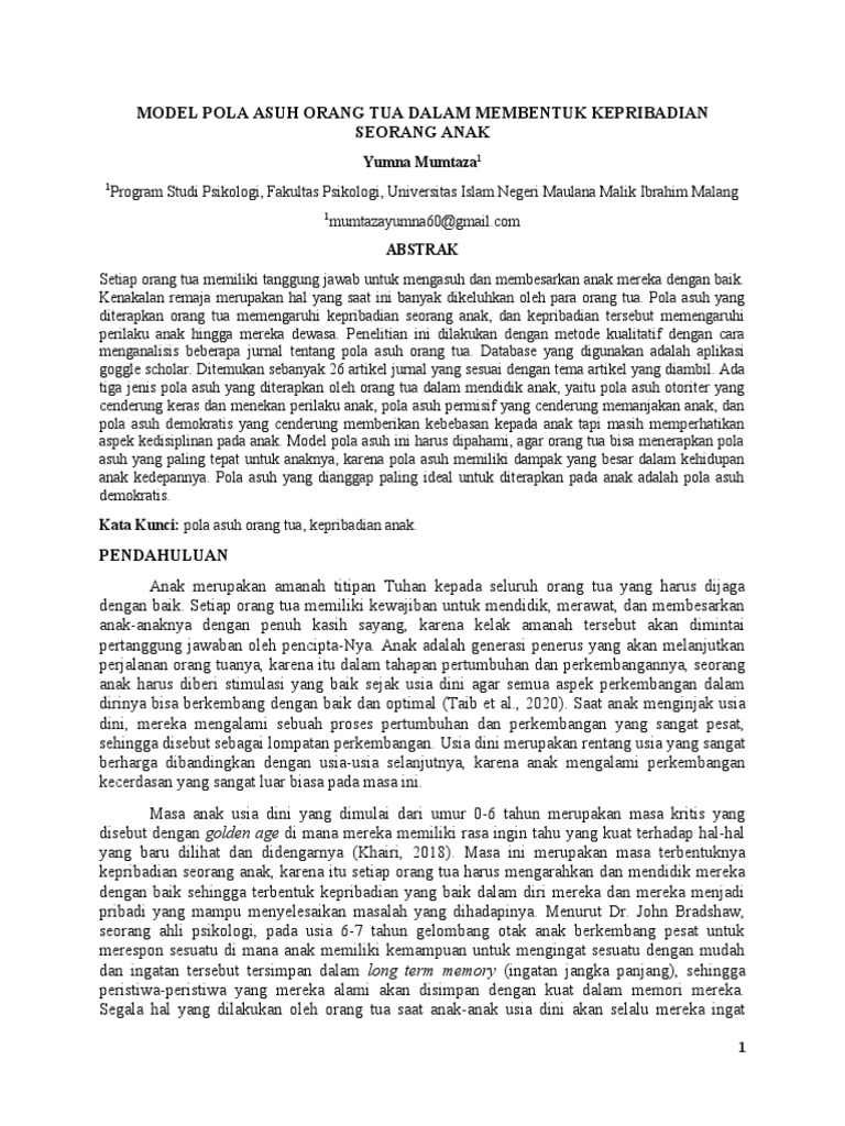 Artikel Pola Asuh Otoriter | PDF | Karier & Perkembangan