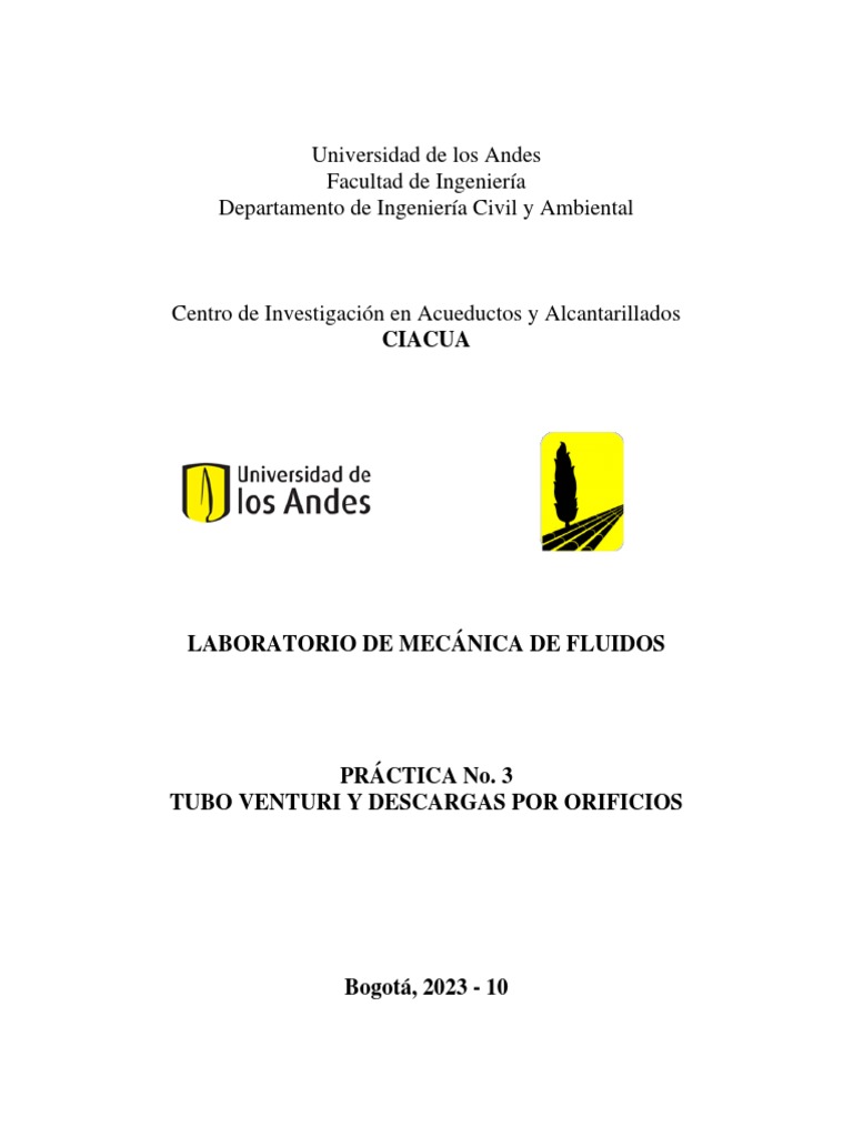 Práctica 3 - Tubo Venturi y Descargas Por Orificios 2023-10 | PDF | Materia suave | Física ...