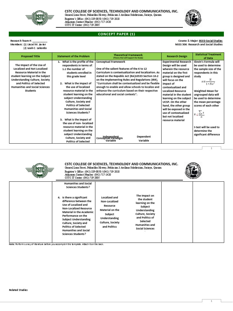 Concept Paper Template | Download Free PDF | Humanities | Science