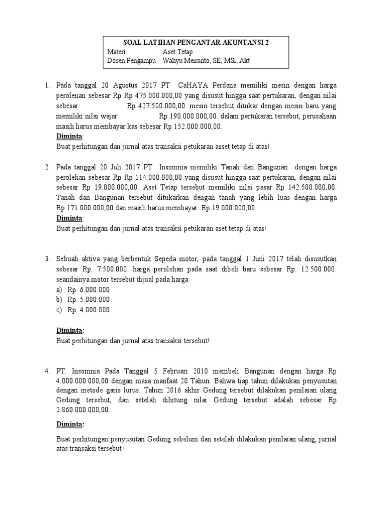 PA2-5 Latihan Aset Tetap | PDF | Bisnis