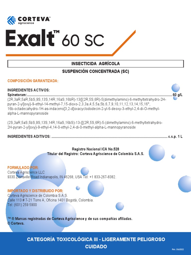 Exalt 60 SC - Col CTV - Etiqueta Web - Dic 27 2022 | PDF | Agua
