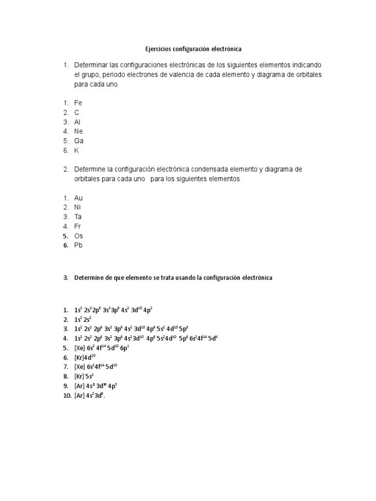 Ejercicios de Configuración Electrónica | PDF