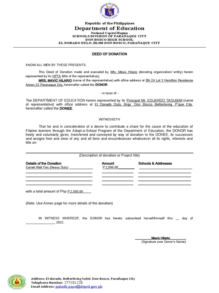Deed of Donation | PDF | Private Law | Common Law