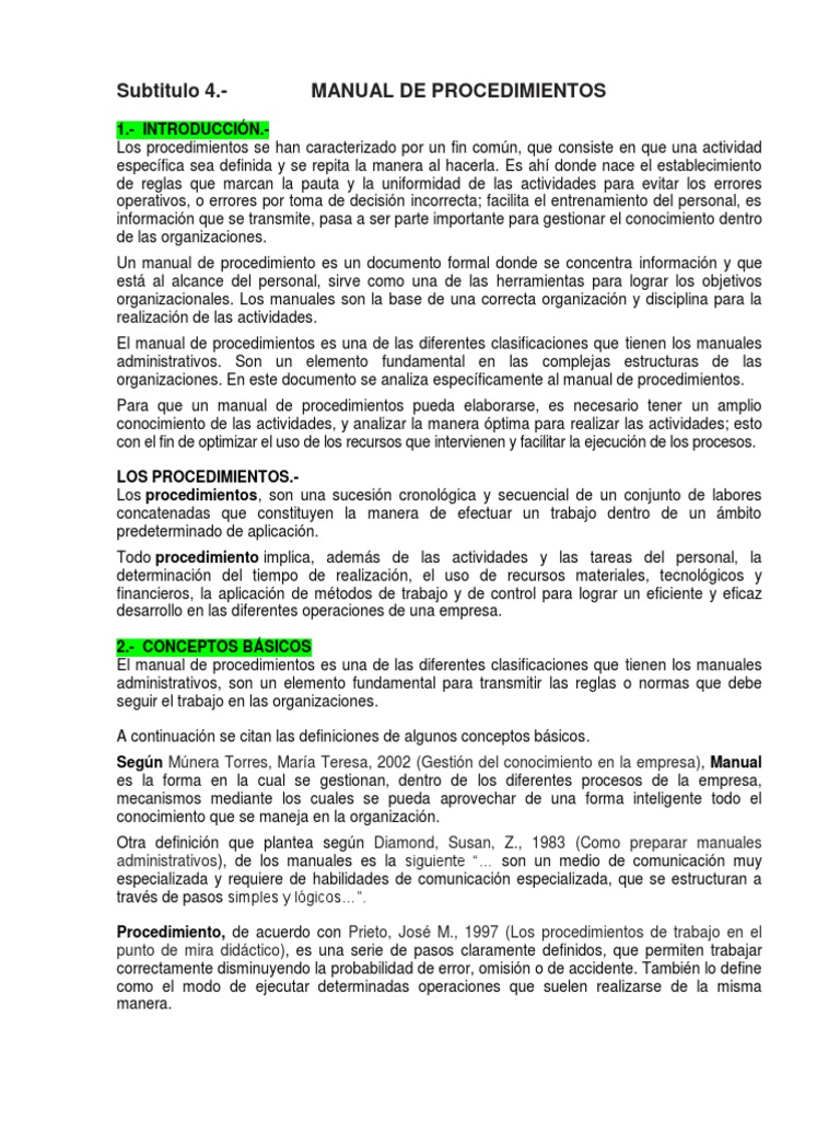 Subtitulo 4.-Manual de Procedimientos: 1. - Introducción. | PDF | Conocimiento administrativo ...