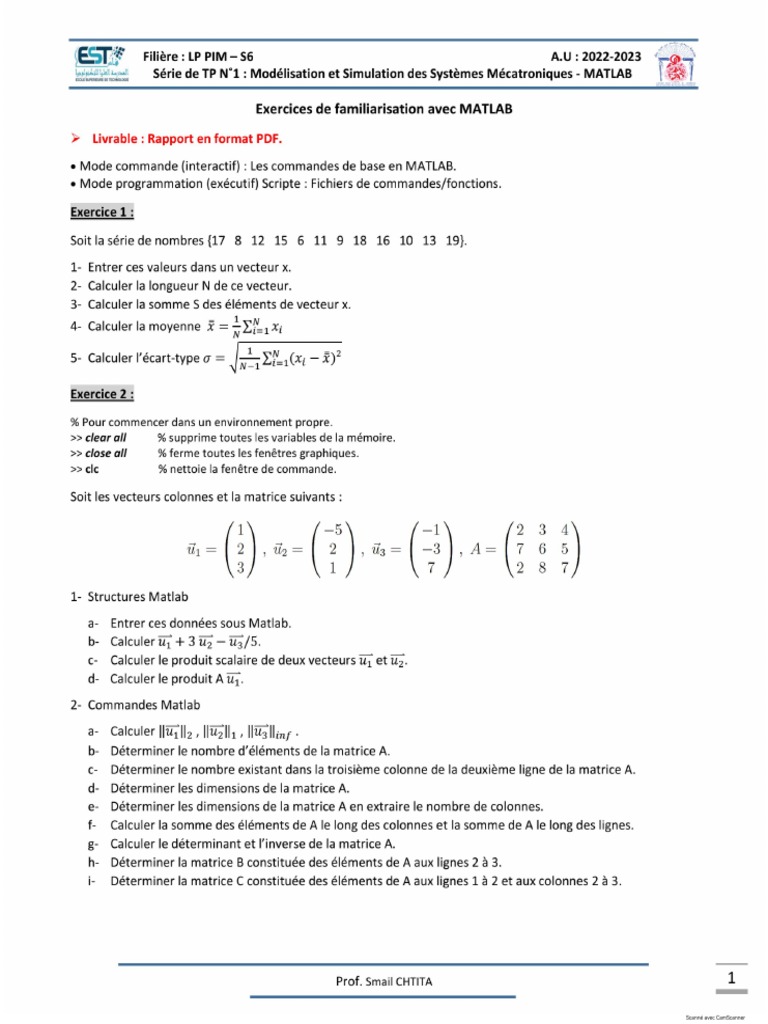 TP N1 - Pim - Matlab | PDF
