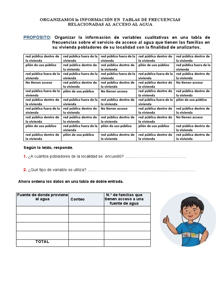 Ficha de Actividad - 1ero y 2do - Sec. Exp. Aprendizaje 5 - Organizamos Informacion en Tablas de ...