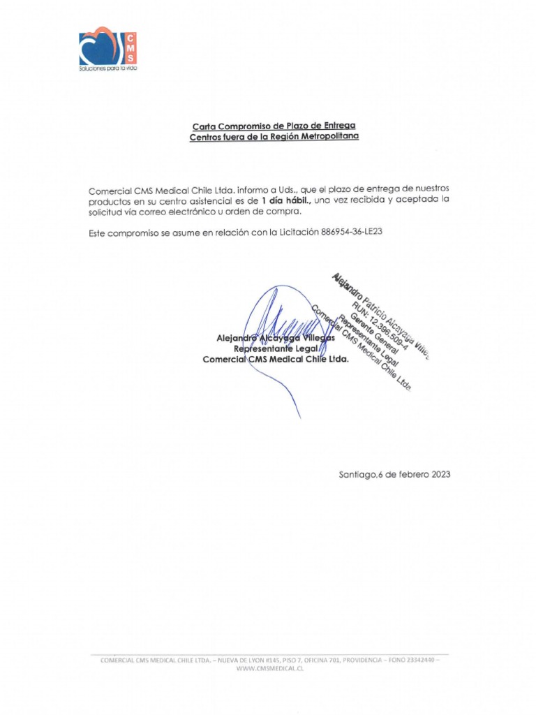Carta Compromiso de Plazo de Entrega PDF | PDF