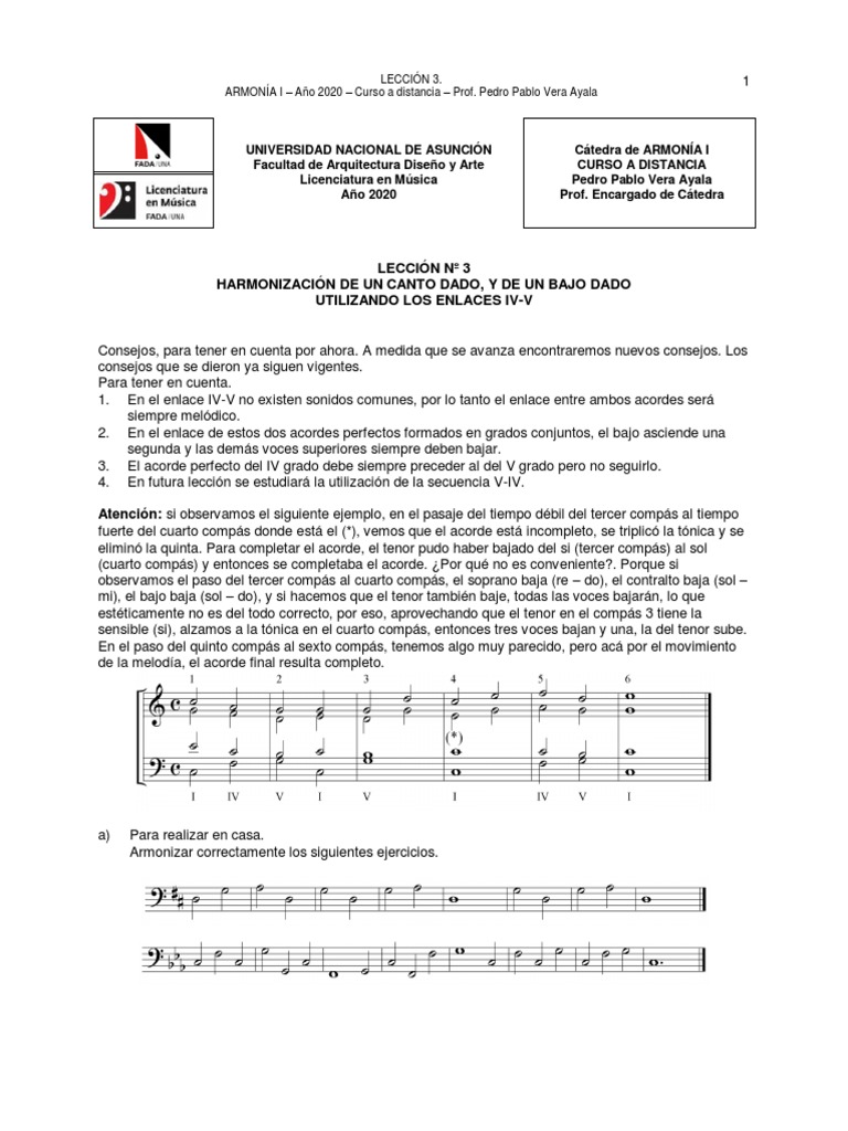 Armonía I: Enlaces IV-V en Música | PDF | Acorde (Música) | Armonía