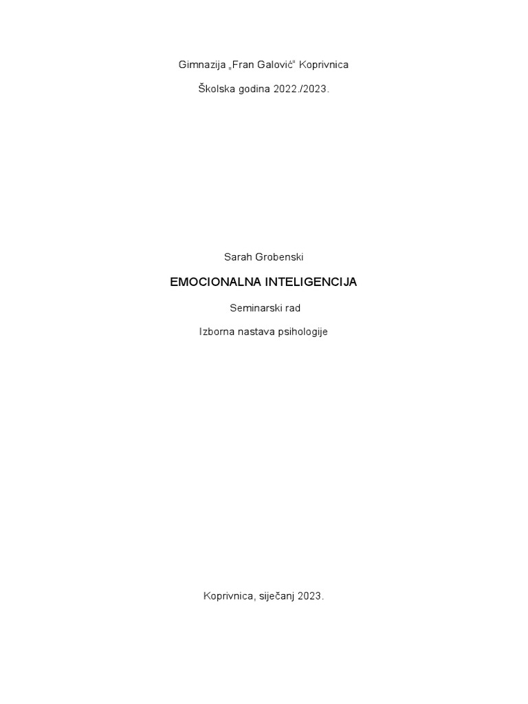 Emocionalna Inteligencija Psihologija | PDF
