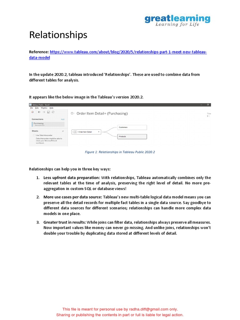 Tableau+2020 2+relationships | PDF