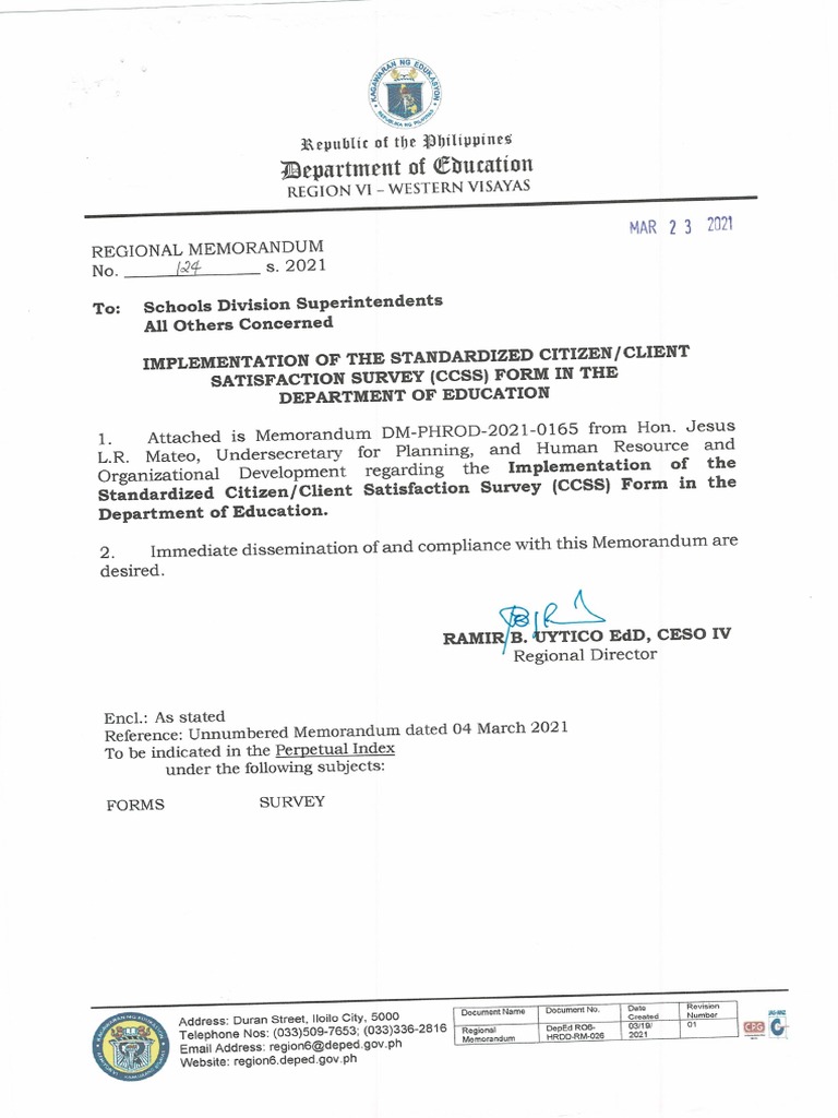 RM No. 124 S. 2021 Implementation of The Standardized Citizen Client ...